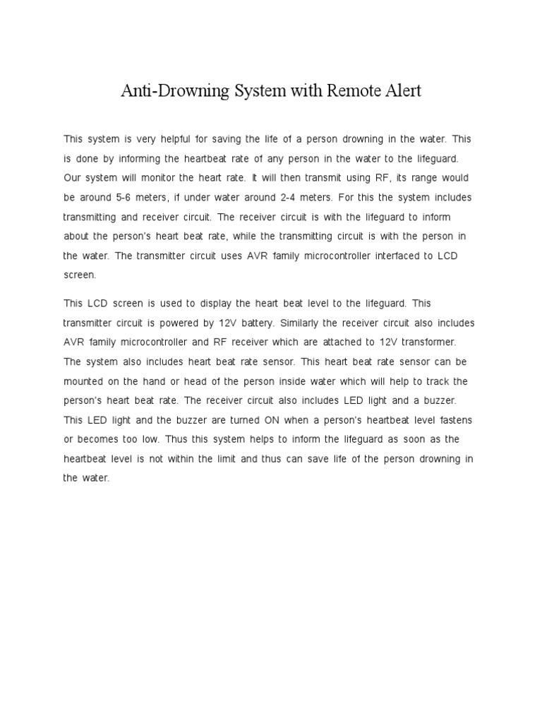 Anti-Drowning System With Remote Alert | PDF