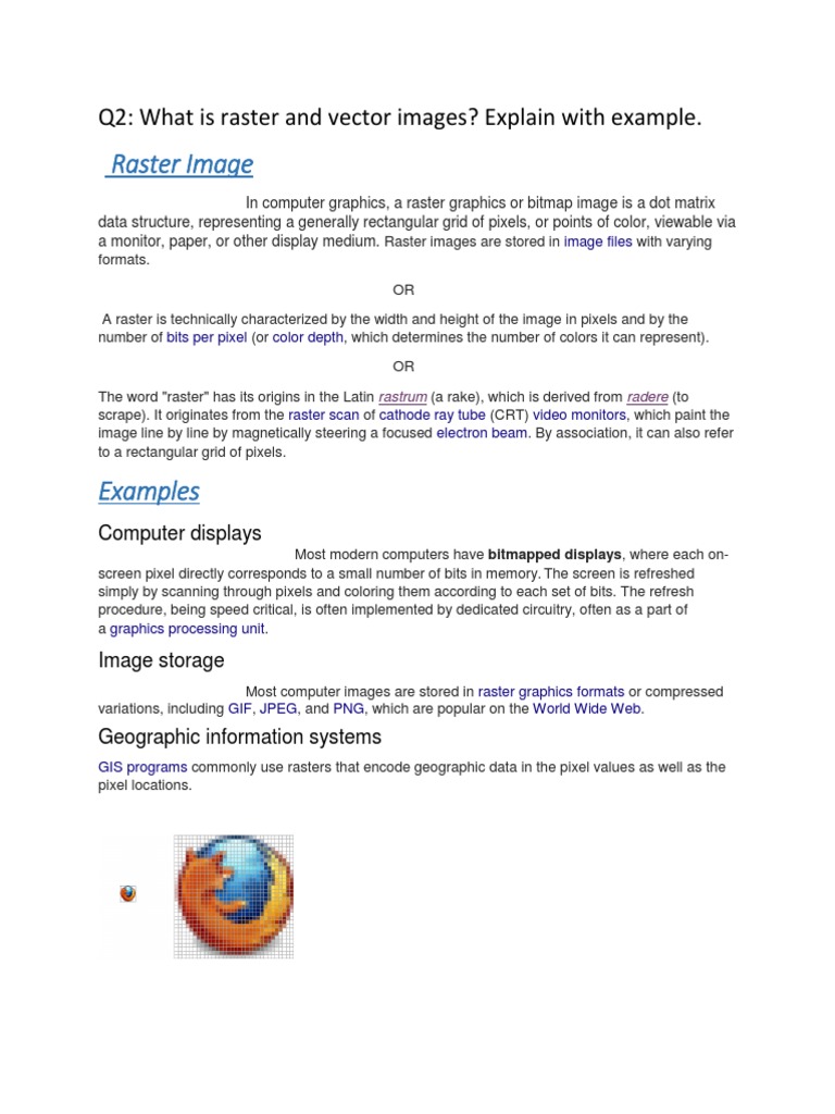 Raster Image: Q2: What Is Raster and Vector Images? Explain With ...
