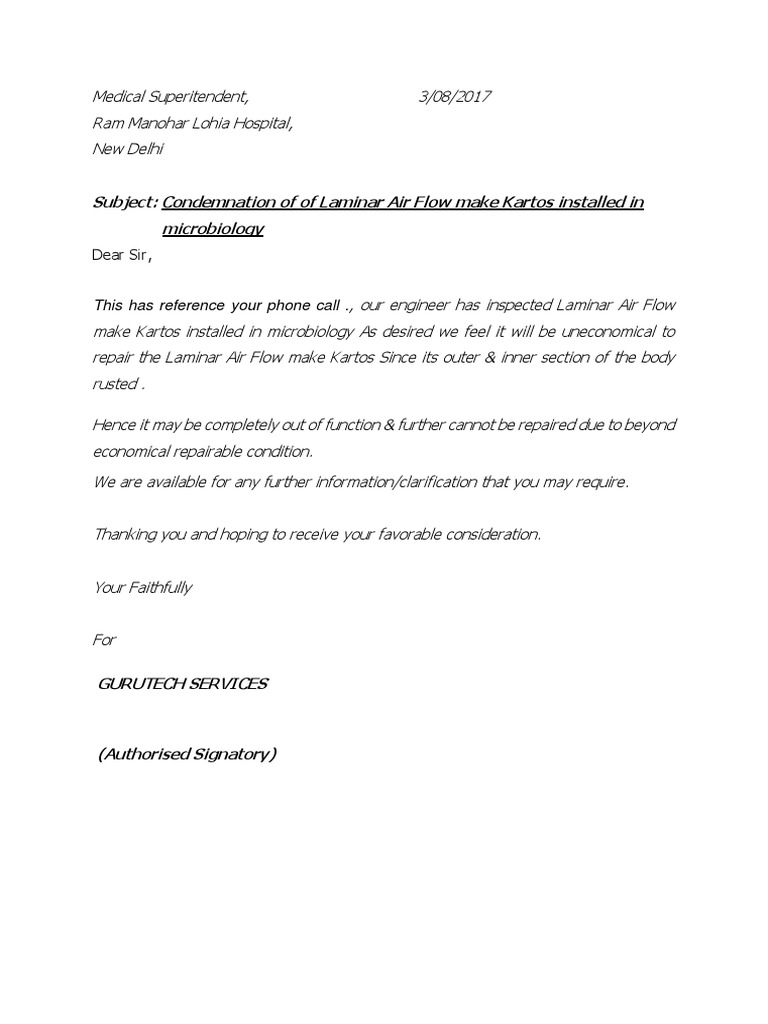 Condumn Letter For Instrument | PDF