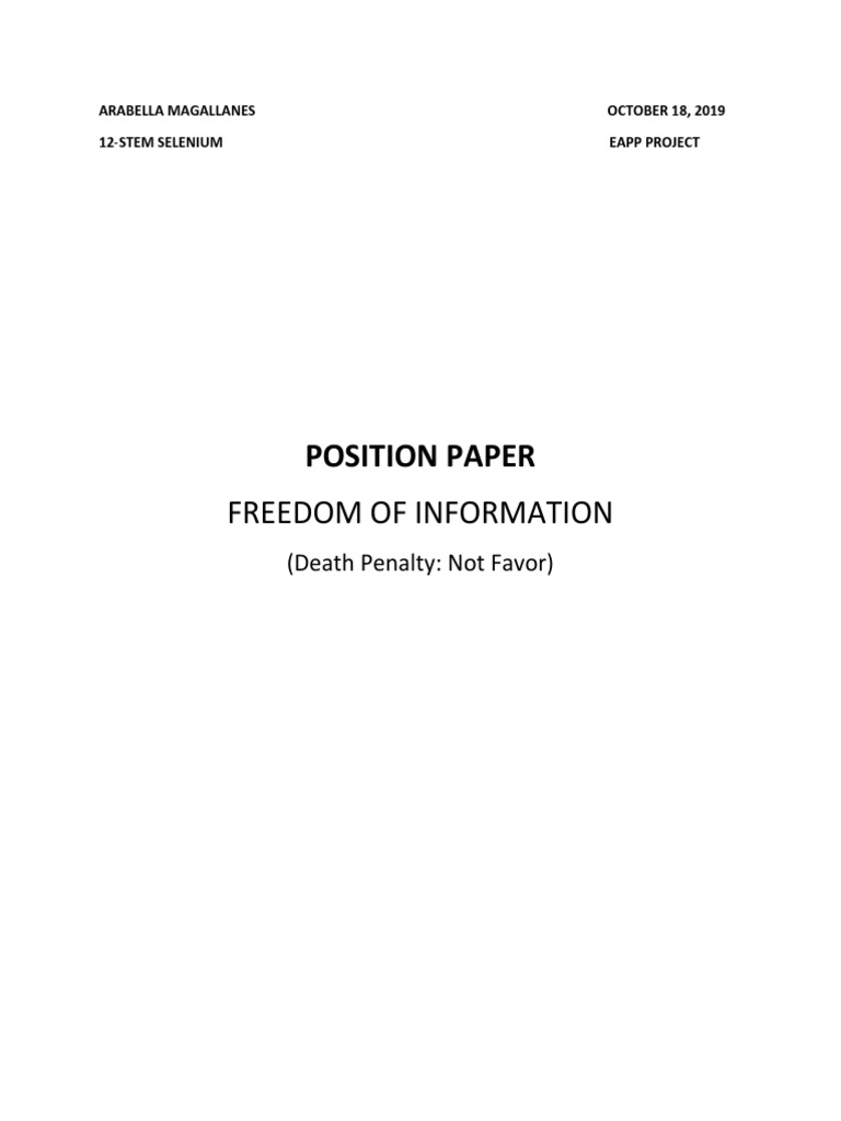 Freedom of Information: Position Paper | Download Free PDF | Capital ...