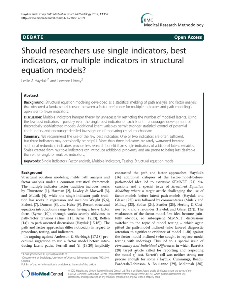 Should Researchers Use Single Indicators Best Indi PDF | PDF ...