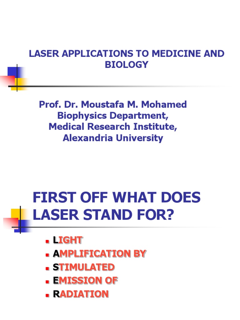 Laser Applications To Medicine and Biology | PDF | Laser | Emission ...