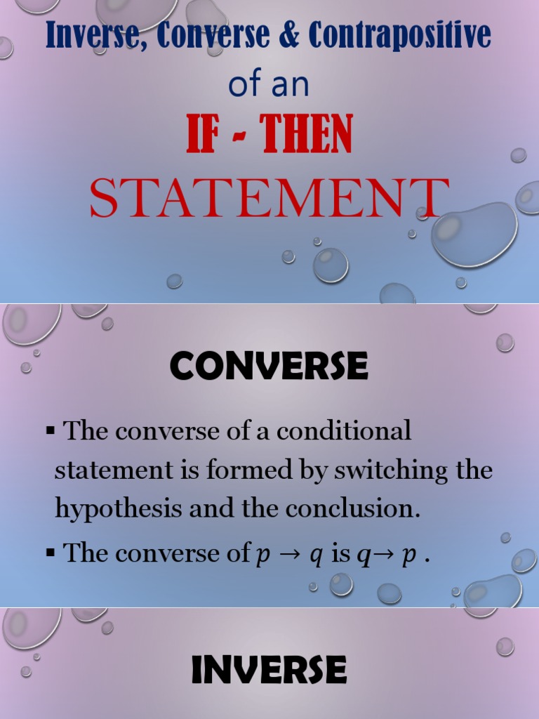 Understanding Inverse, Converse, Contrapositive | PDF