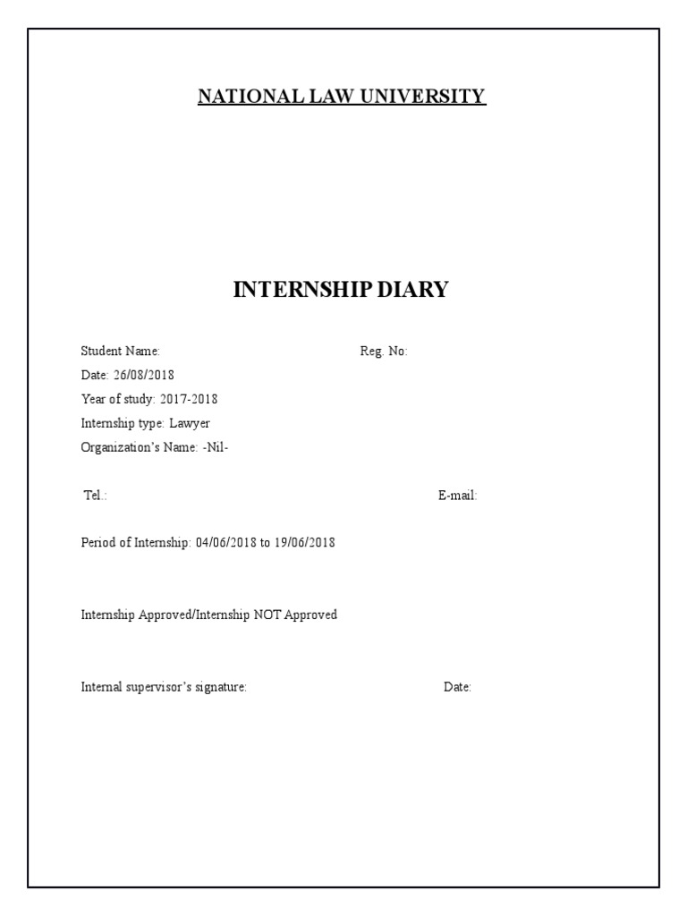 NLU internship diary template | PDF