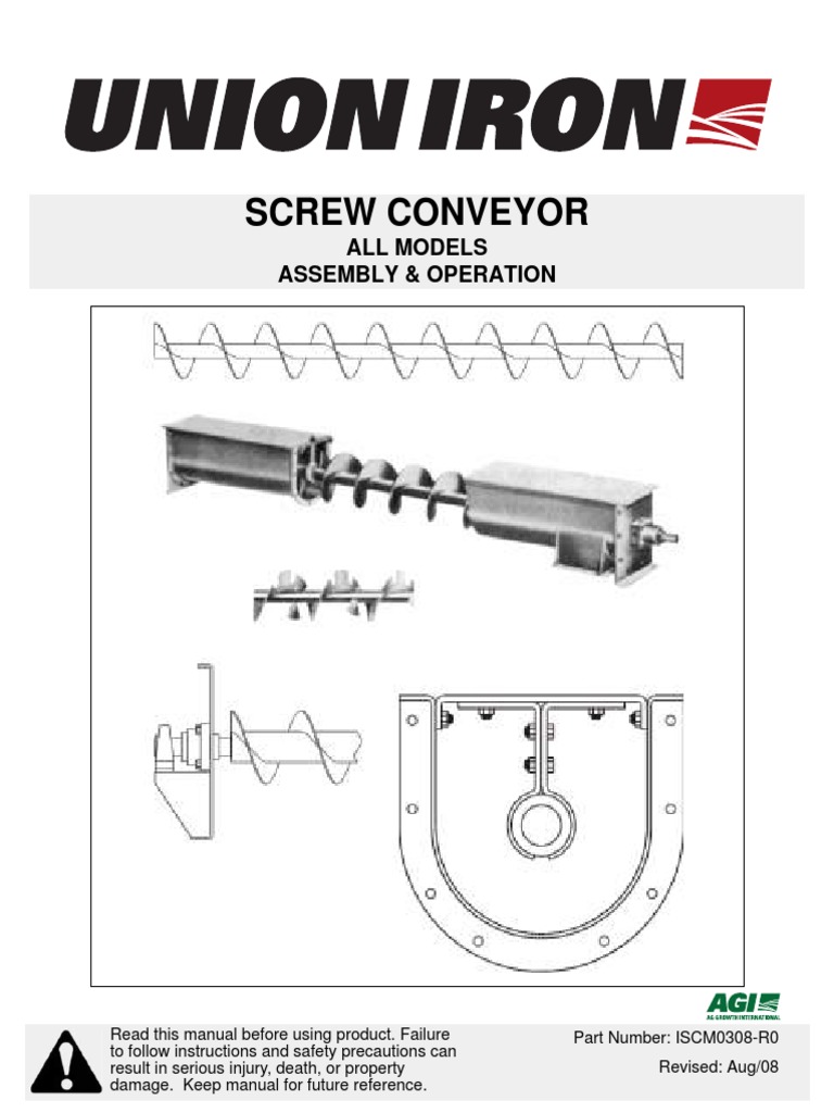 Screw Conveyor: All Models Assembly & Operation | PDF | Screw | Bearing ...