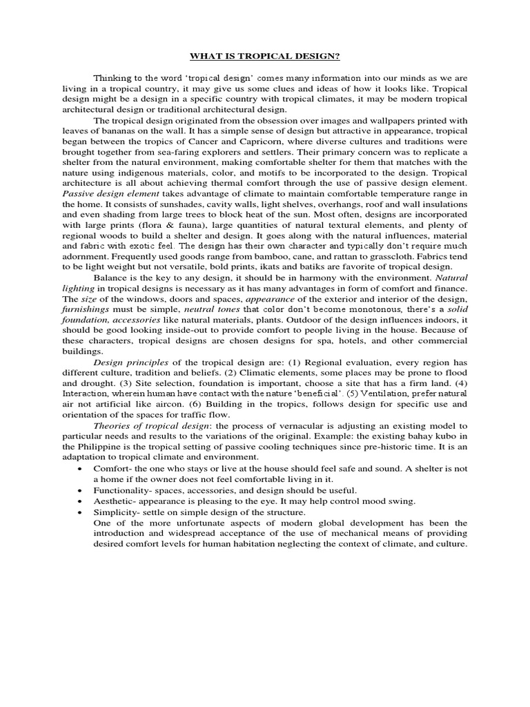 What Is Tropical Design | PDF | Design | Architectural Design