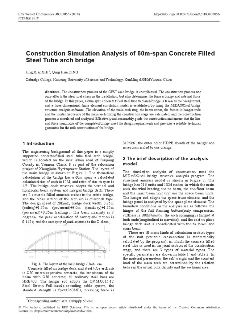 Construction Simulation Analysis of 60m-Span Concrete Filled Steel Tube ...