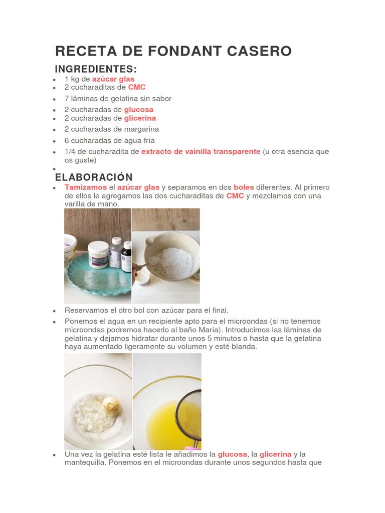 Receta de Fondant Casero | PDF | Alimentos | Naturaleza