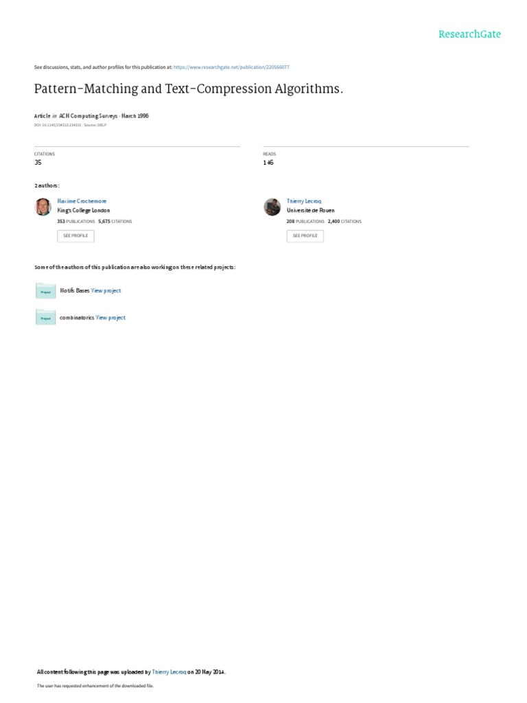Pattern-Matching and Text-Compression Algorithms | PDF | Mathematical Concepts | Formalism ...