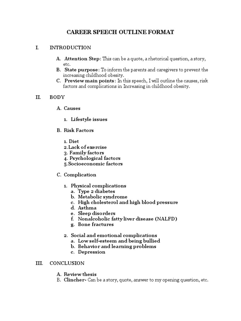 Speech Outline Format | PDF