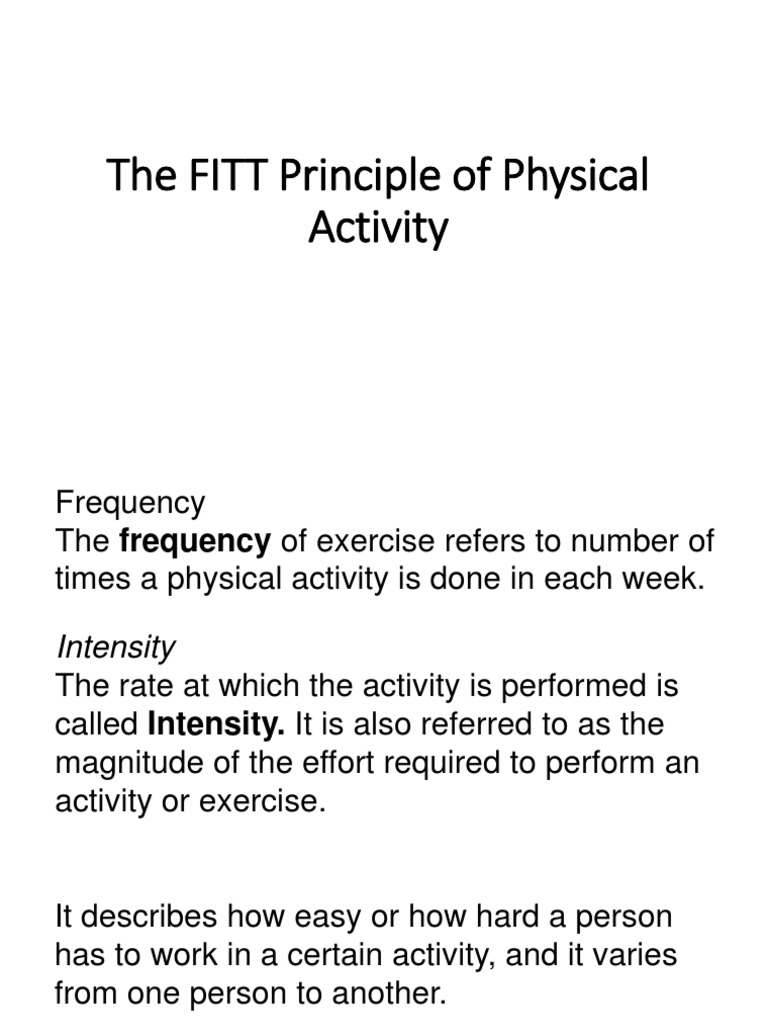 The FITT Principle of Physical Activity | PDF