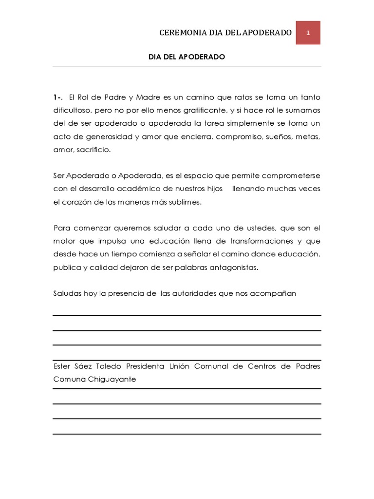 Libreto Dia Del Apoderado | PDF | Educación avanzada