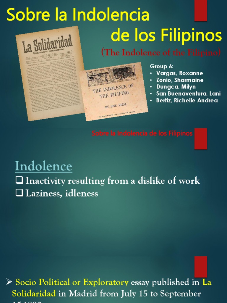 Indolence of The Filipinos | PDF
