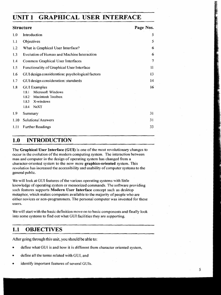 Unit 1 Graphical User Interface: Structure | Download Free PDF ...