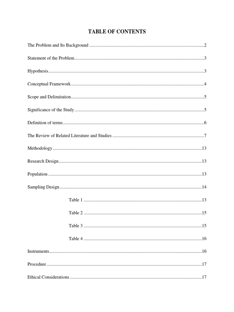 Table of Contents Research | PDF | Methodology | Cognition