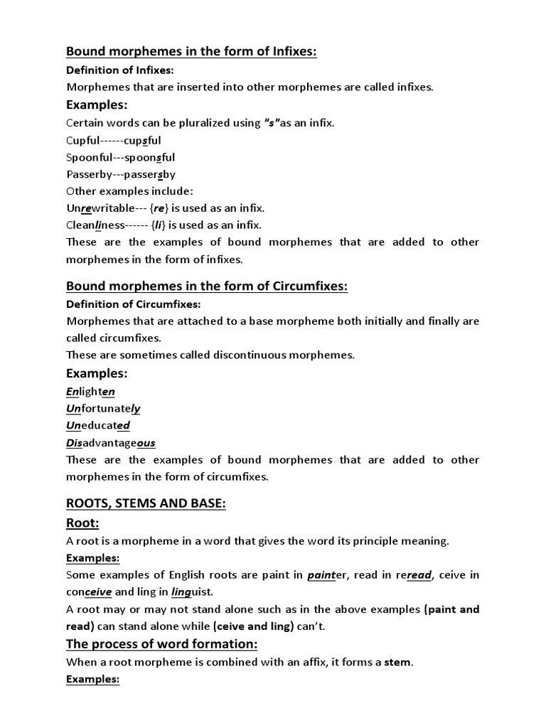 Bound Morphemes in The Form of Infixes | PDF | Word | Morphology ...