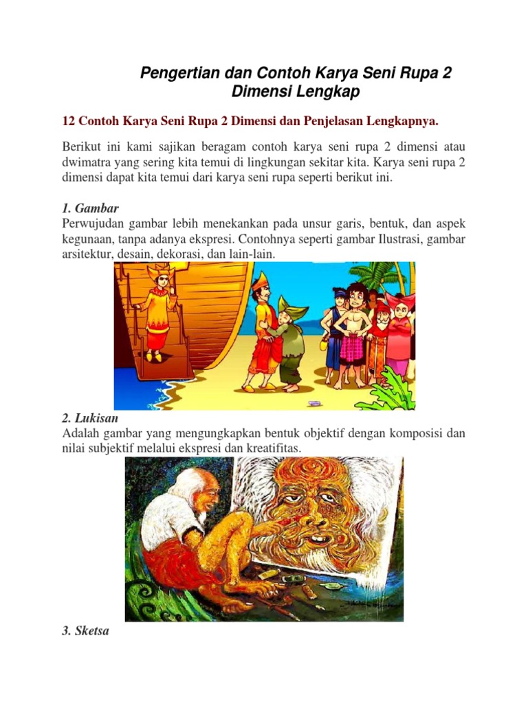 Pengertian Dan Contoh Karya Seni Rupa 2 Dimensi Lengkap | PDF