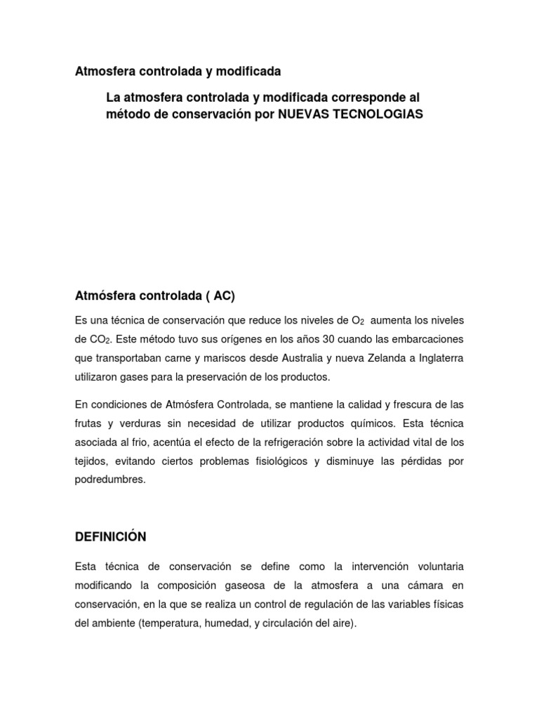 Atmosfera Controlada | PDF | Oxígeno | Alimentos
