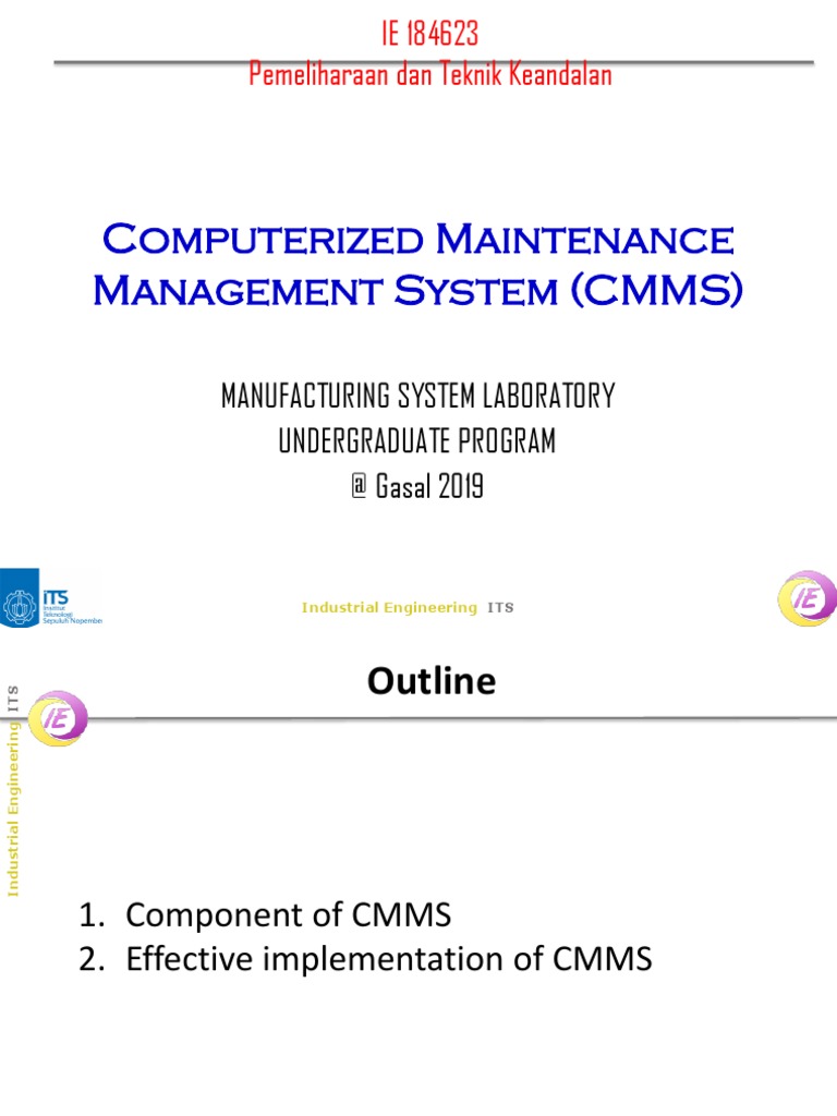 Computerized Maintenance Management System (CMMS) : Manufacturing System Laboratory ...