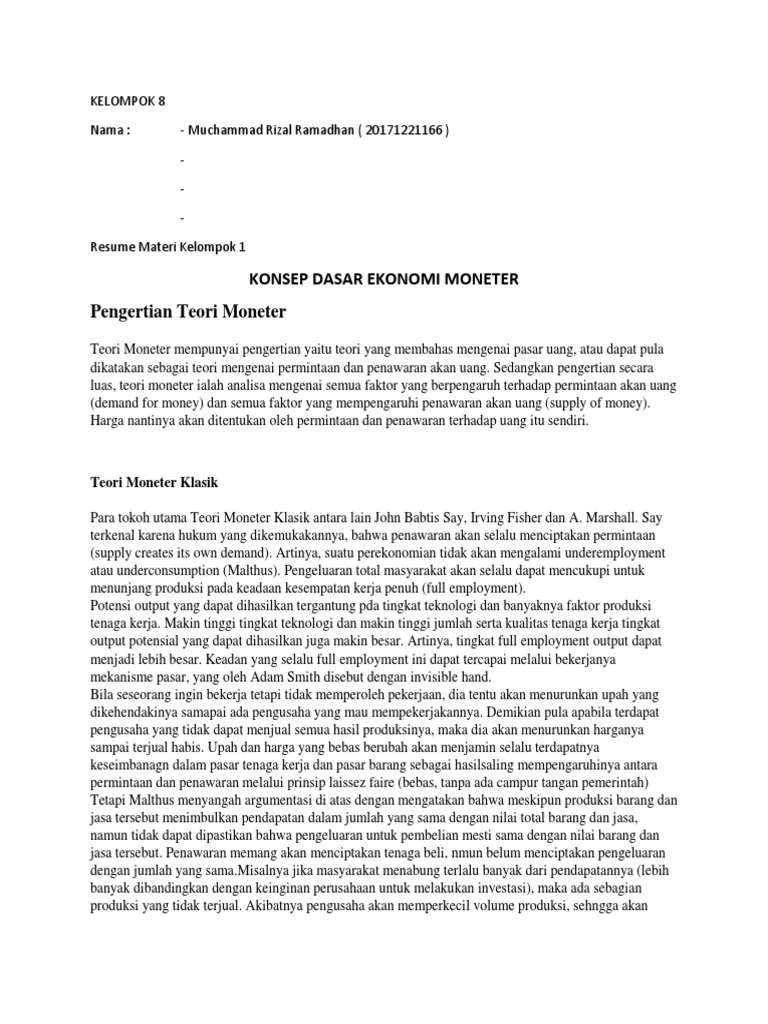 Ekonomi Moneter | PDF