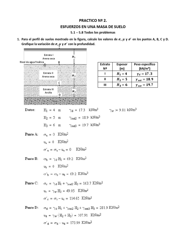 Esfuerzos en Una Masa de Suelo. Trabajo Práctico | PDF | Mecánica de suelos | Earth Sciences