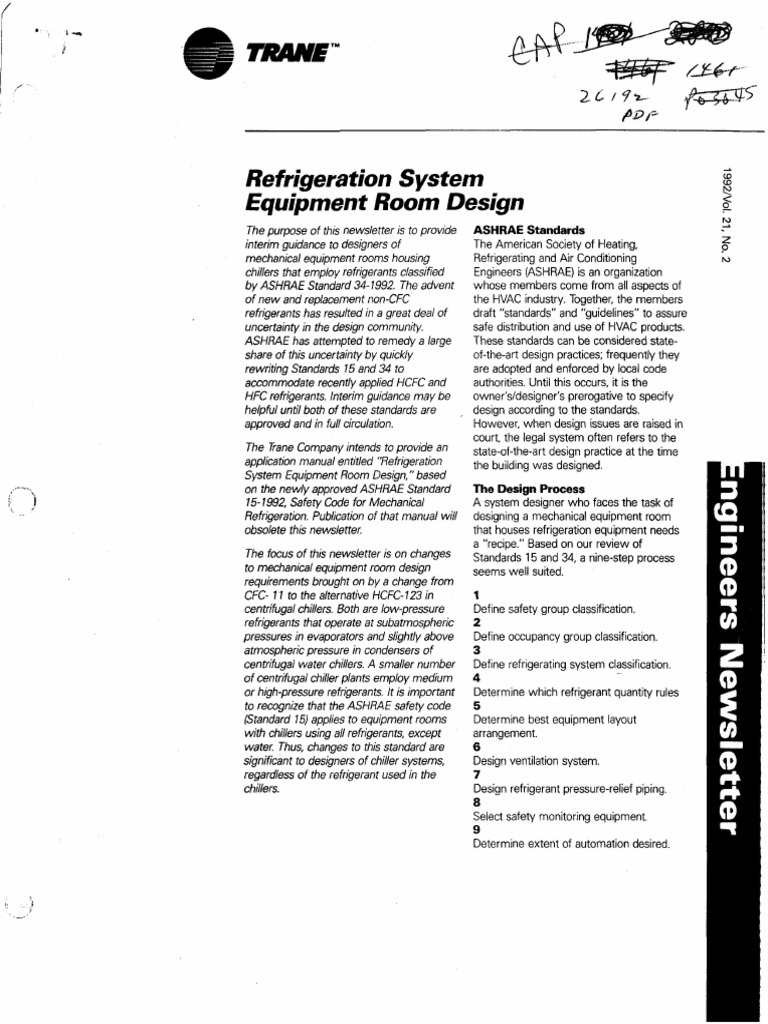 Refrigeration System Equipment Room Design PDF | PDF | Ventilation ...