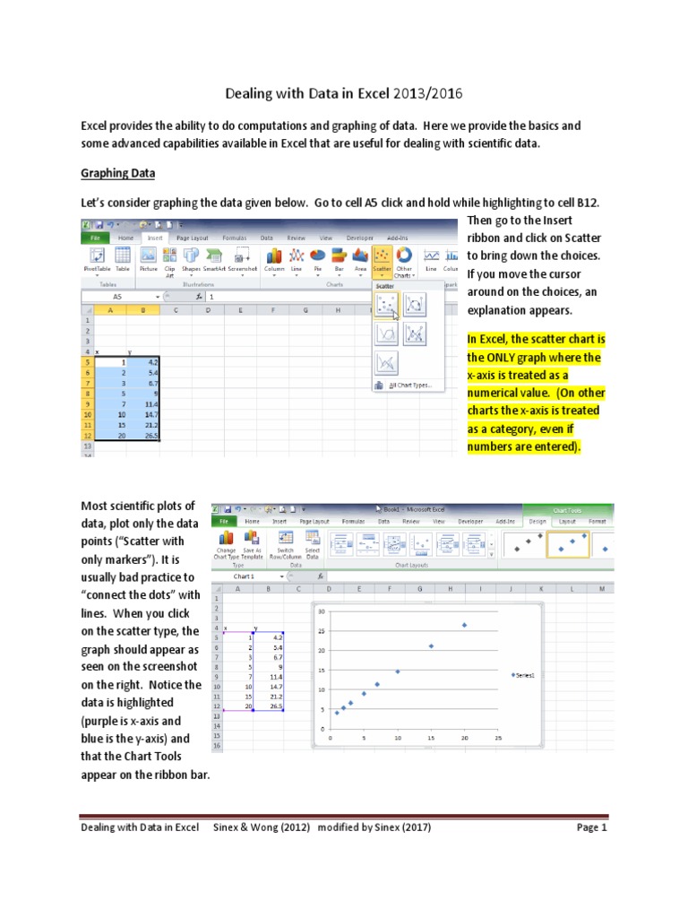 Dealing With Data in Excel 2013/2016 | PDF | Coefficient Of ...