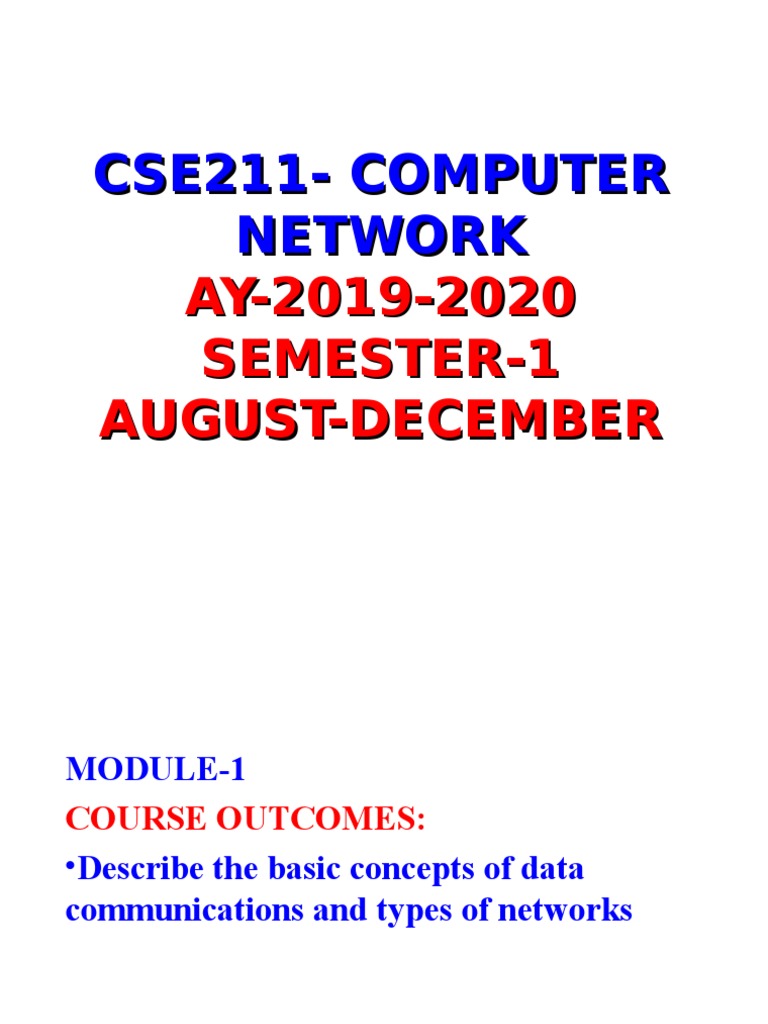 Cse211-Computer Network AY-2019-2020 Semester-1 August-December | PDF | Multiplexing ...