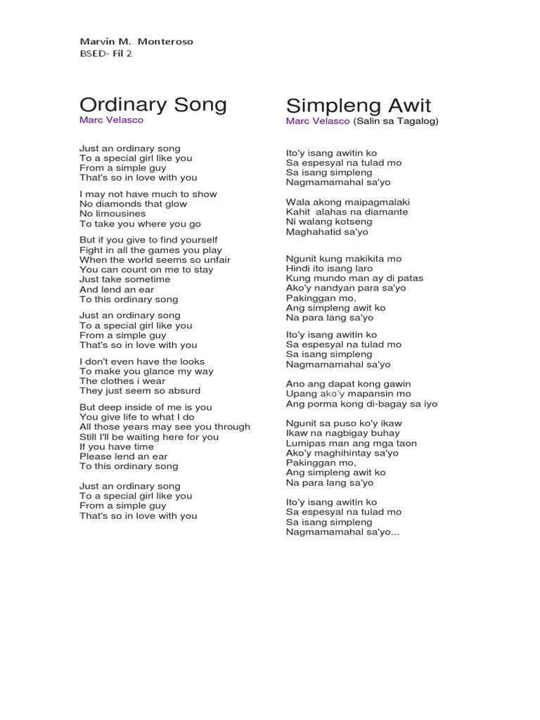 Ordinary Song | PDF