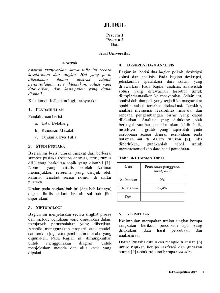 Template Lomba Paper (Bukan Untuk Jawaban) | PDF
