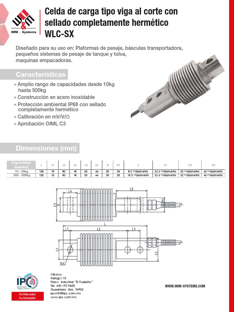 Celdas de Carga WLC SX PDF | PDF | Ingenieria Eléctrica | Bienes manufacturados