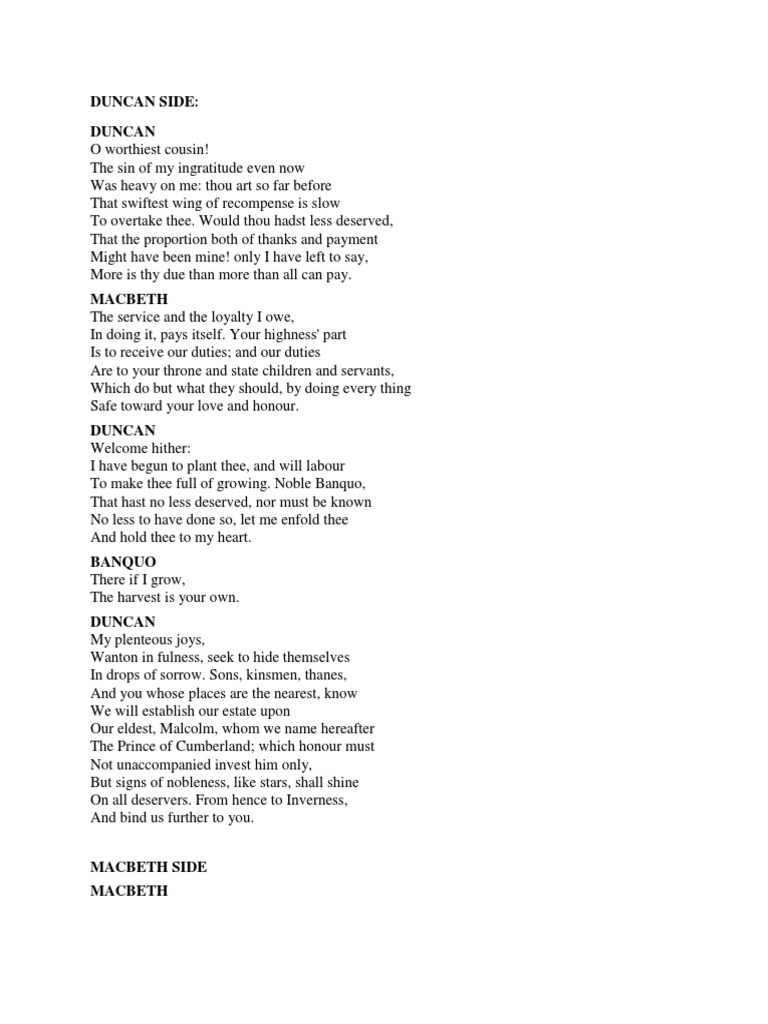Macbeth Sides | PDF | Macbeth | Shakespearean Tragedies