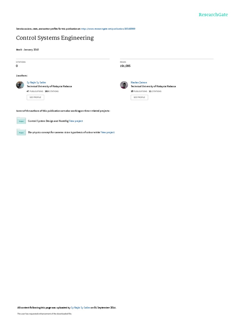 Control Systems Engineering Fundamentals | PDF | Control Theory ...