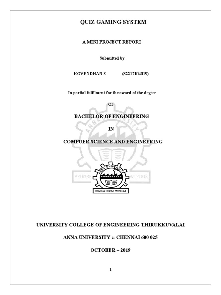 Online Quiz Project Report 822217104019 | PDF | Use Case | Unified ...