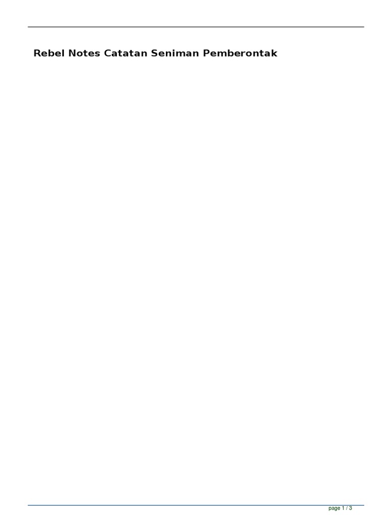 Rebel Notes Catatan Seniman Pemberontak | PDF