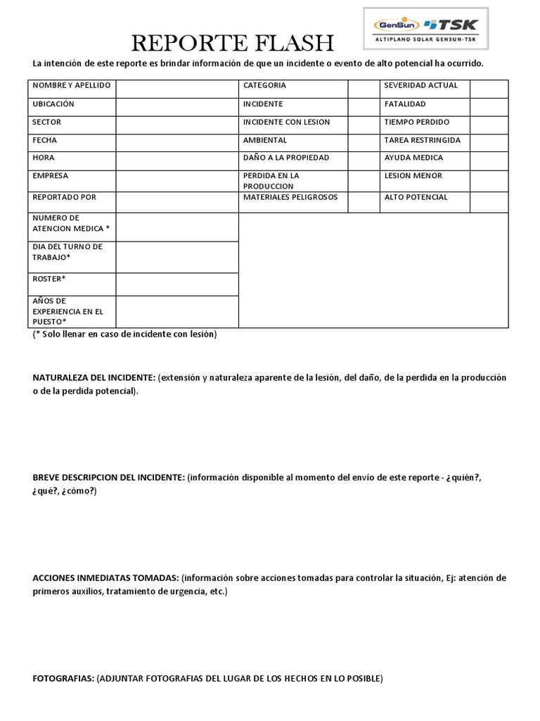 Modelo Reporte Flash | PDF