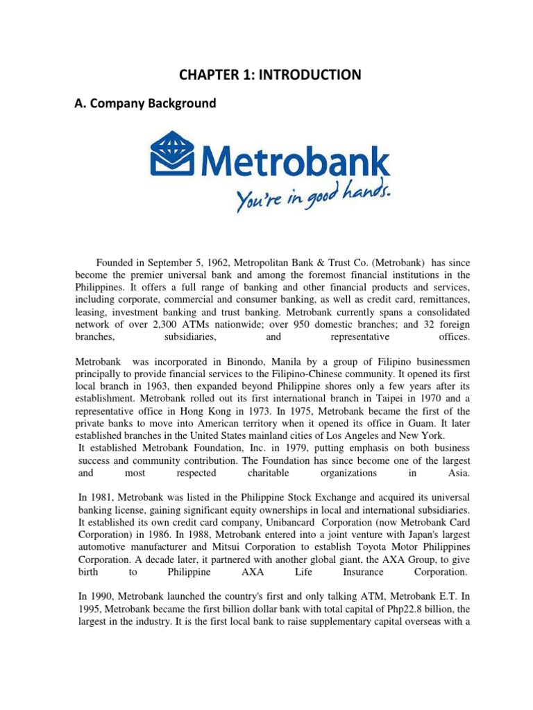 Chapter 1: Introduction: A. Company Background | PDF | Banking | Banks
