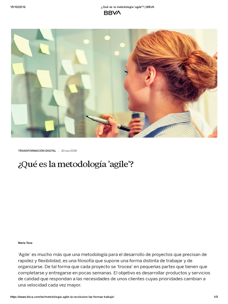 ¿Qué Es La Metodología 'Agile' - BBVA | PDF | Calidad (comercial ...