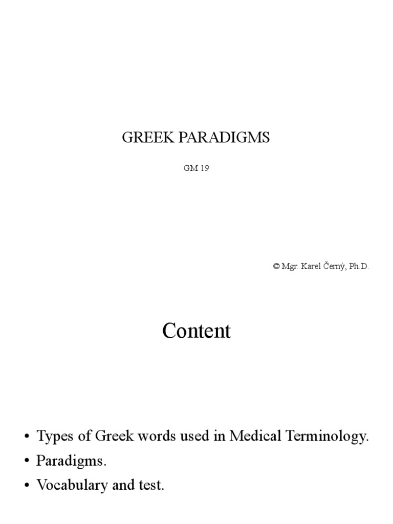 Greek Paradigms | PDF | Grammatical Number | Koine Greek