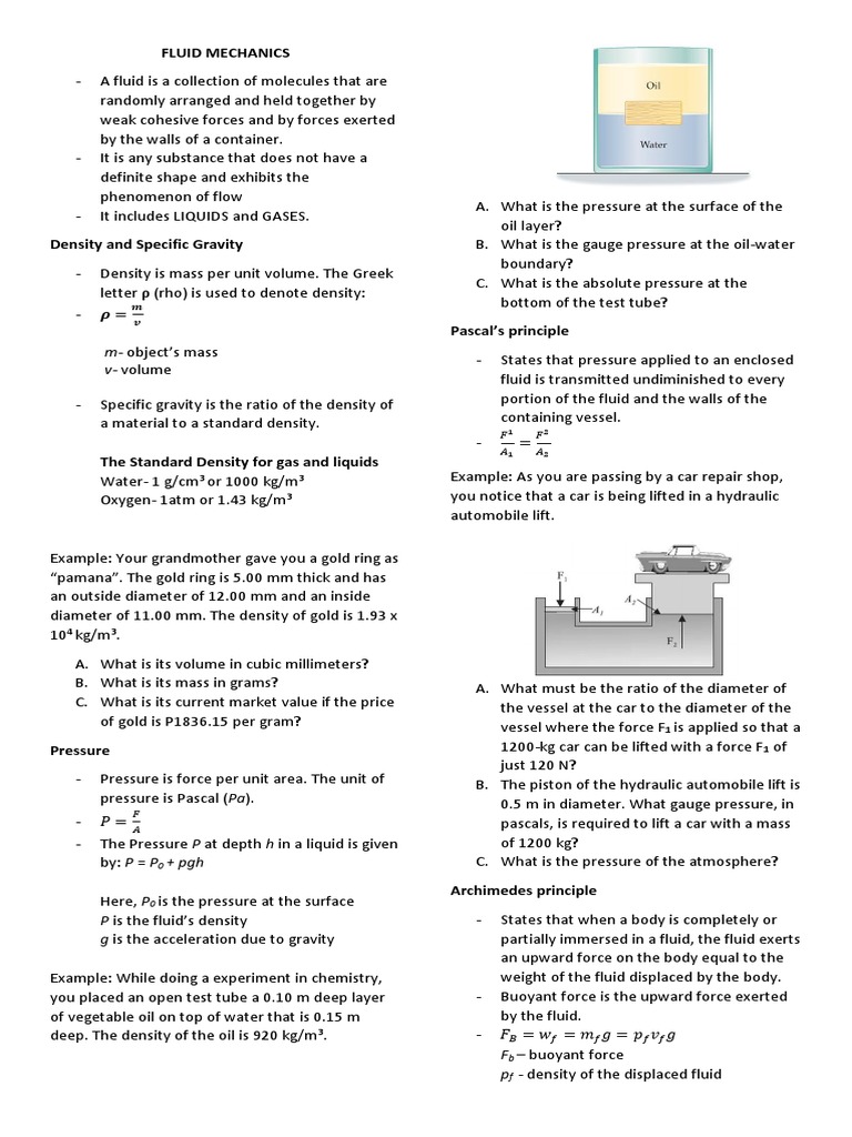 Fluid Mechanics | PDF | Density | Buoyancy