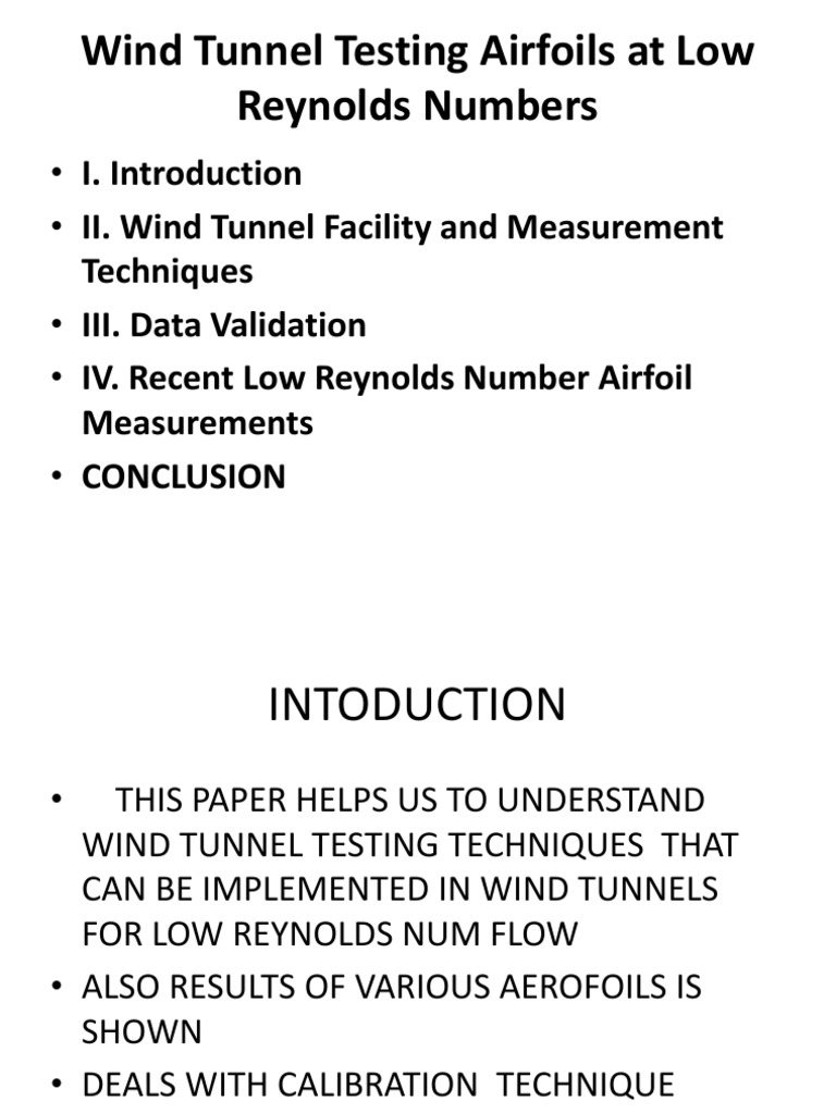 Wind Tunnel Testing Airfoils at Low Reynolds Numbers | PDF | Lift ...
