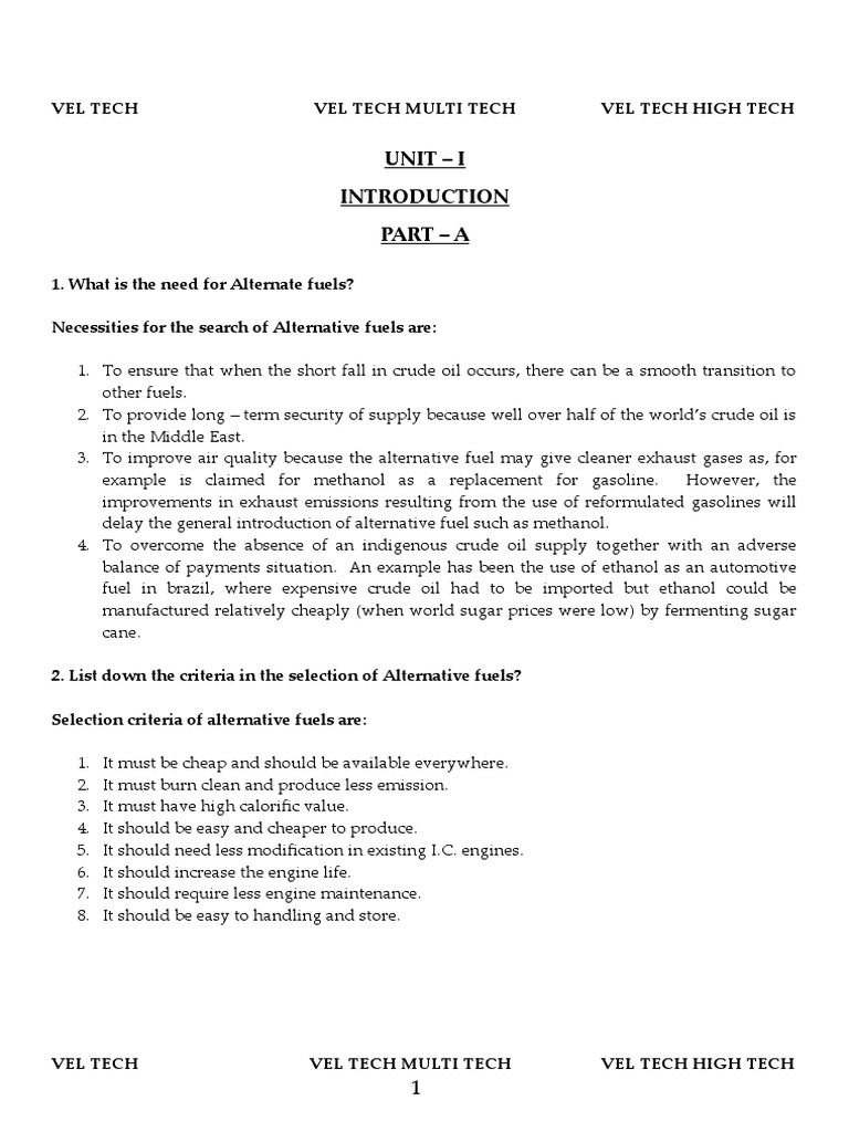 Alternative fuels selection criteria and properties | PDF | Gasoline ...