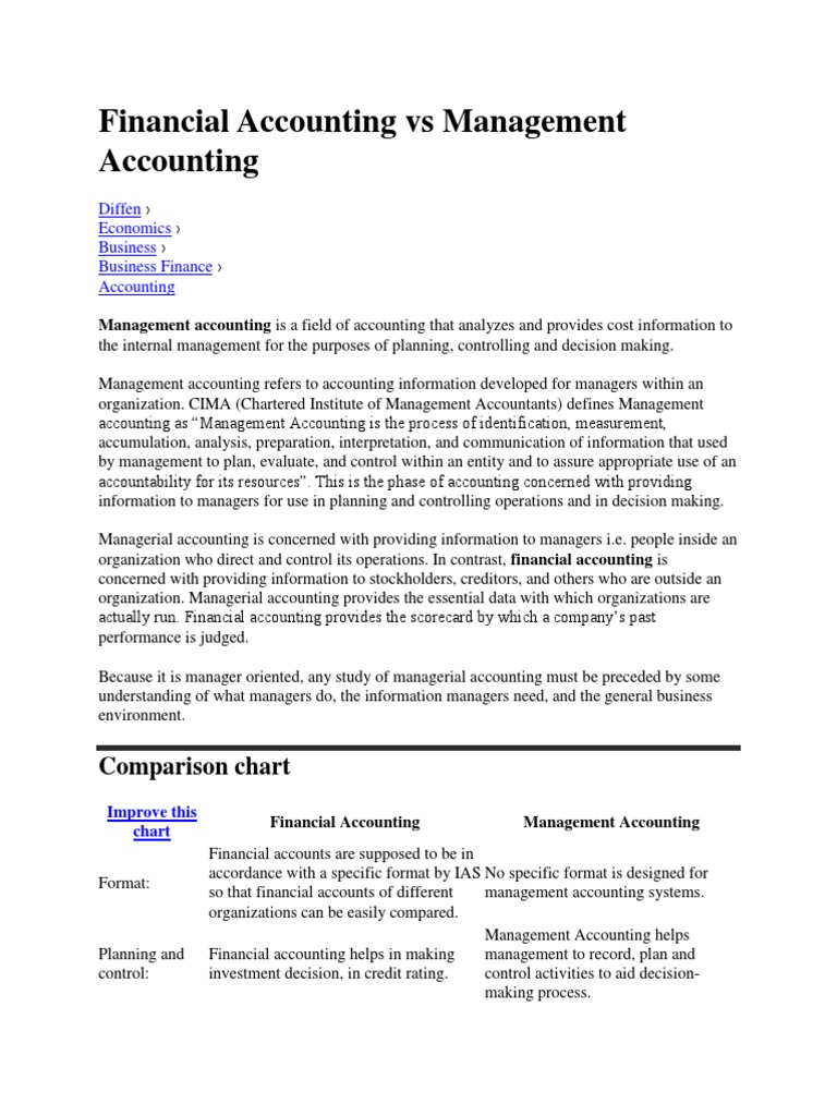 Financial Accounting Vs Management Accounting | Download Free PDF ...