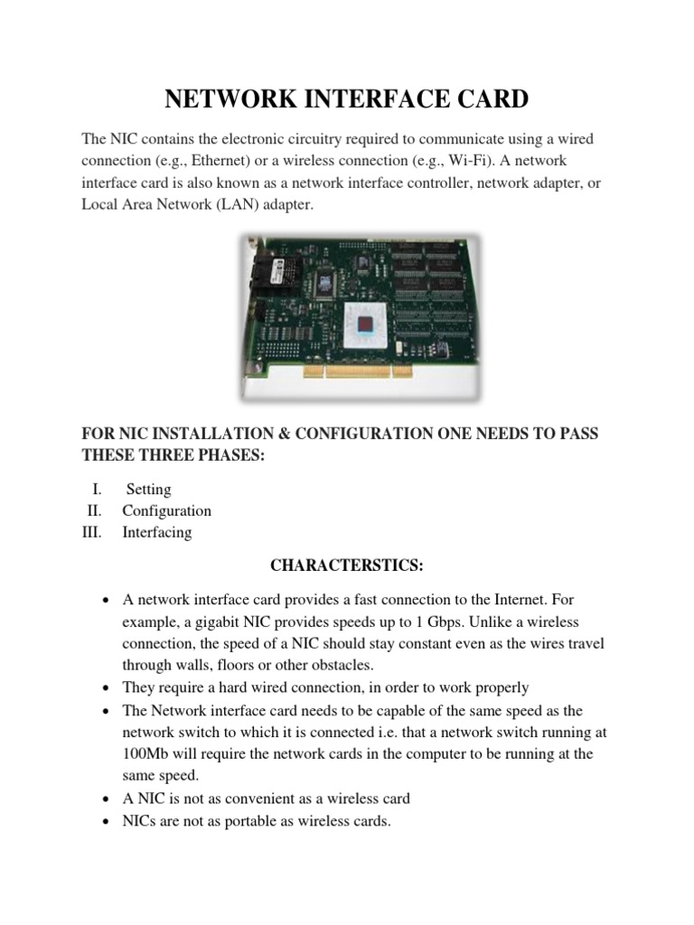 Network Interface Card | PDF | Network Interface Controller | Network Switch