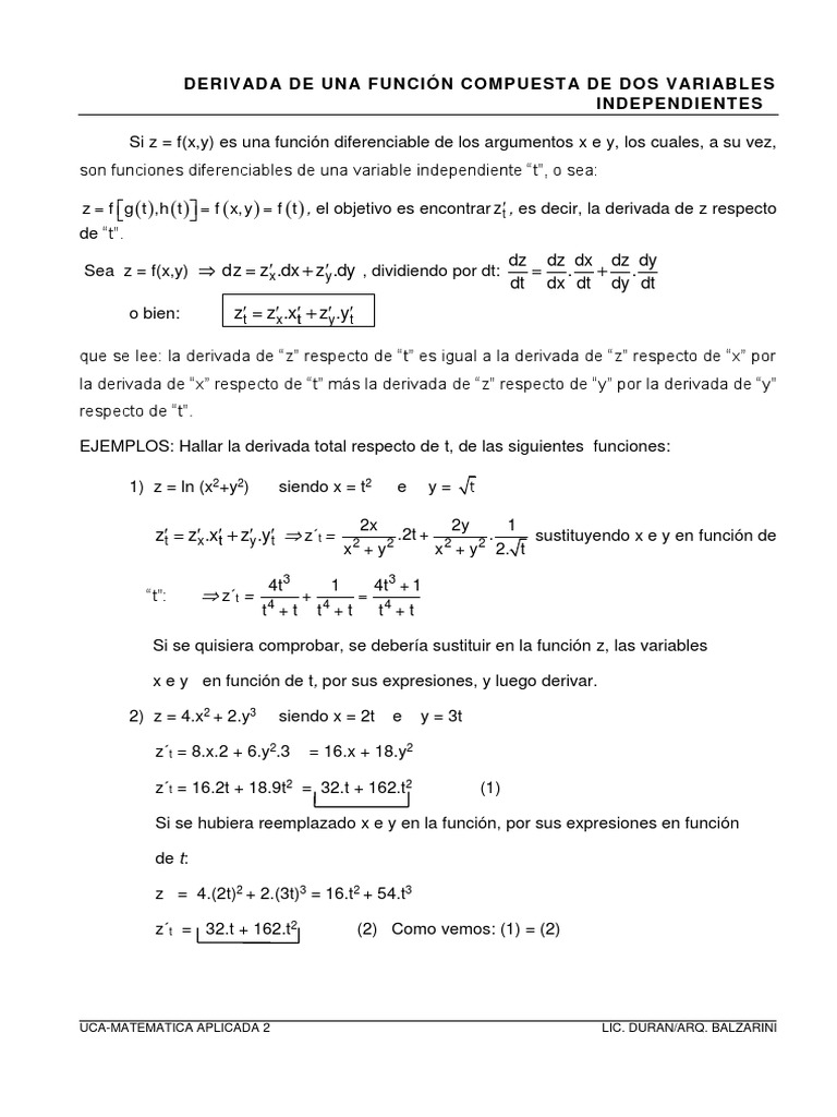 Derivadas de Funciones Compuestas PDF | PDF | Curva | Derivado