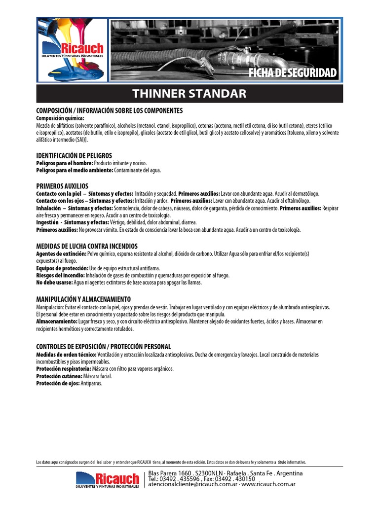 Thinner Standar | PDF | Sustancias químicas | Compuestos químicos