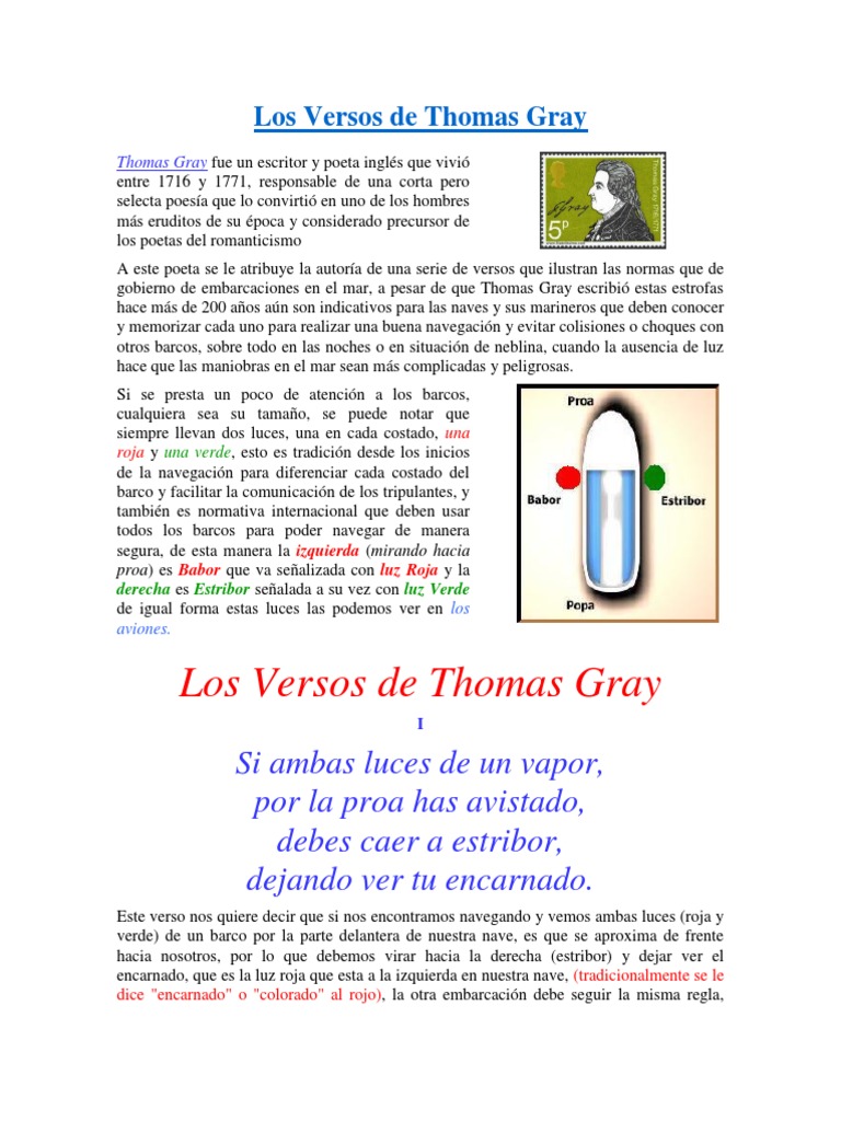 Los Versos de Thomas Grey | PDF | Barcos | Puerto y estribor