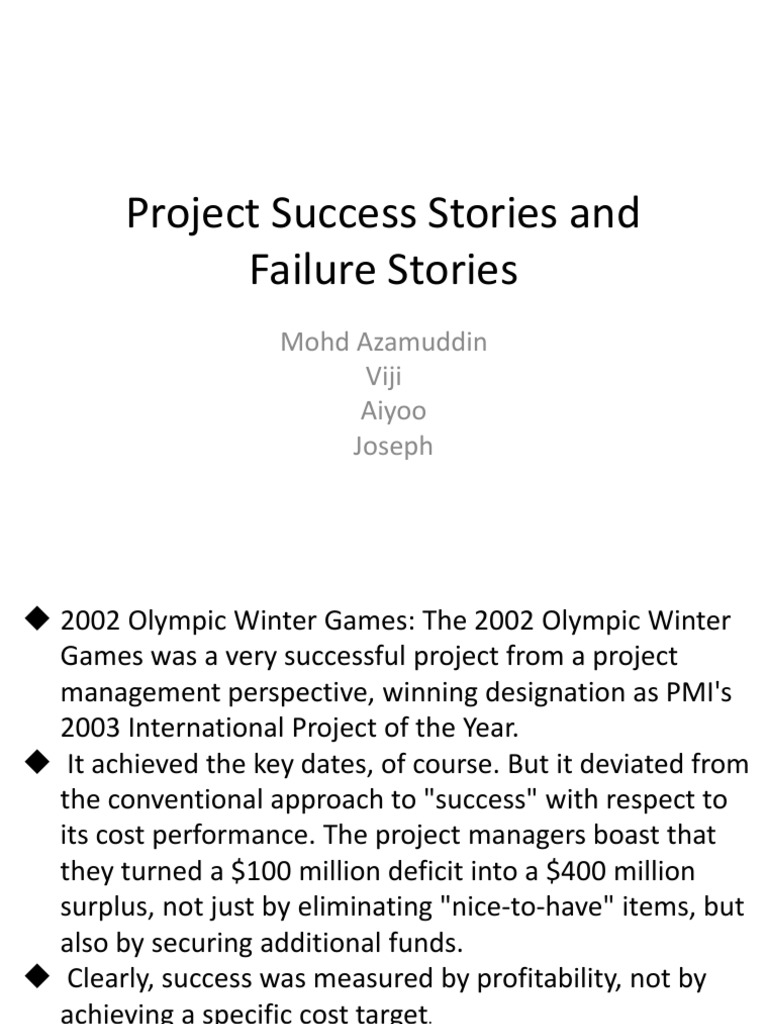 Project Success Stories and Failure Stories: Mohd Azamuddin Viji Aiyoo ...