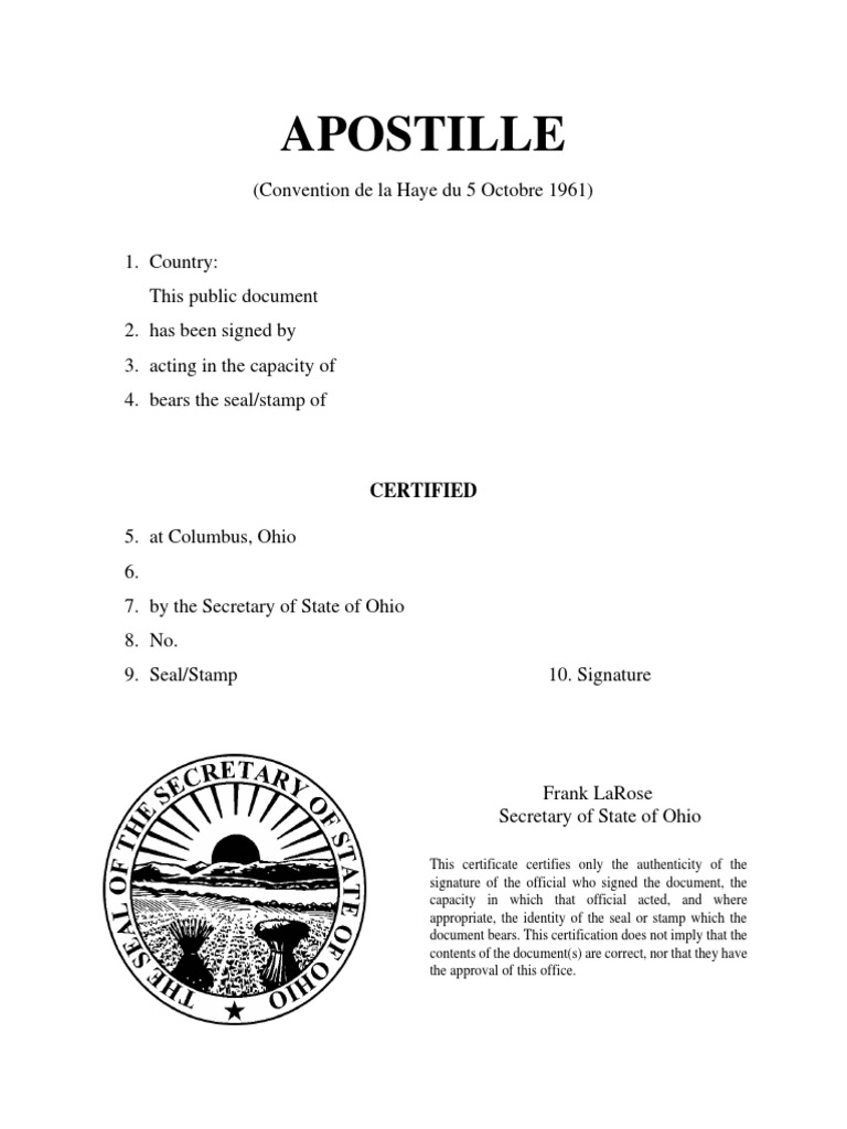 Apostille Sample | PDF