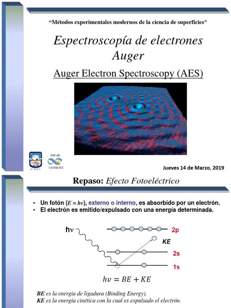 Espectroscopia de Electrones Auger | PDF | Electrón | Espectrometría de ...